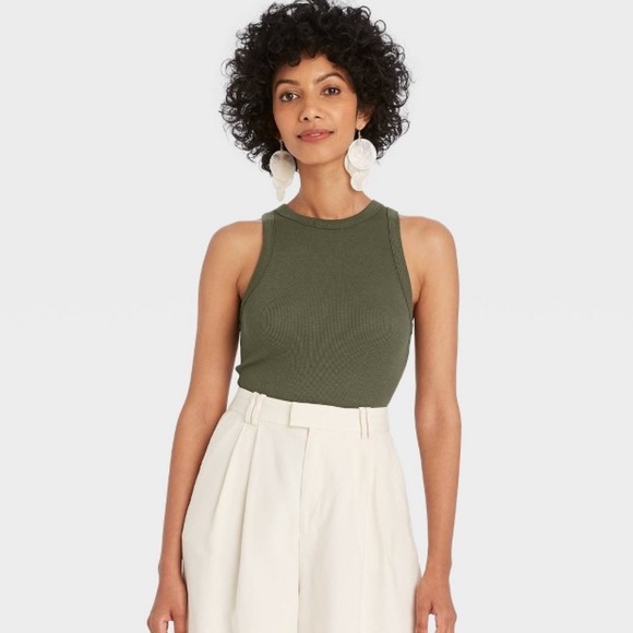 a new day | Tops | A New Day Green Ribbed Tank | Poshmark